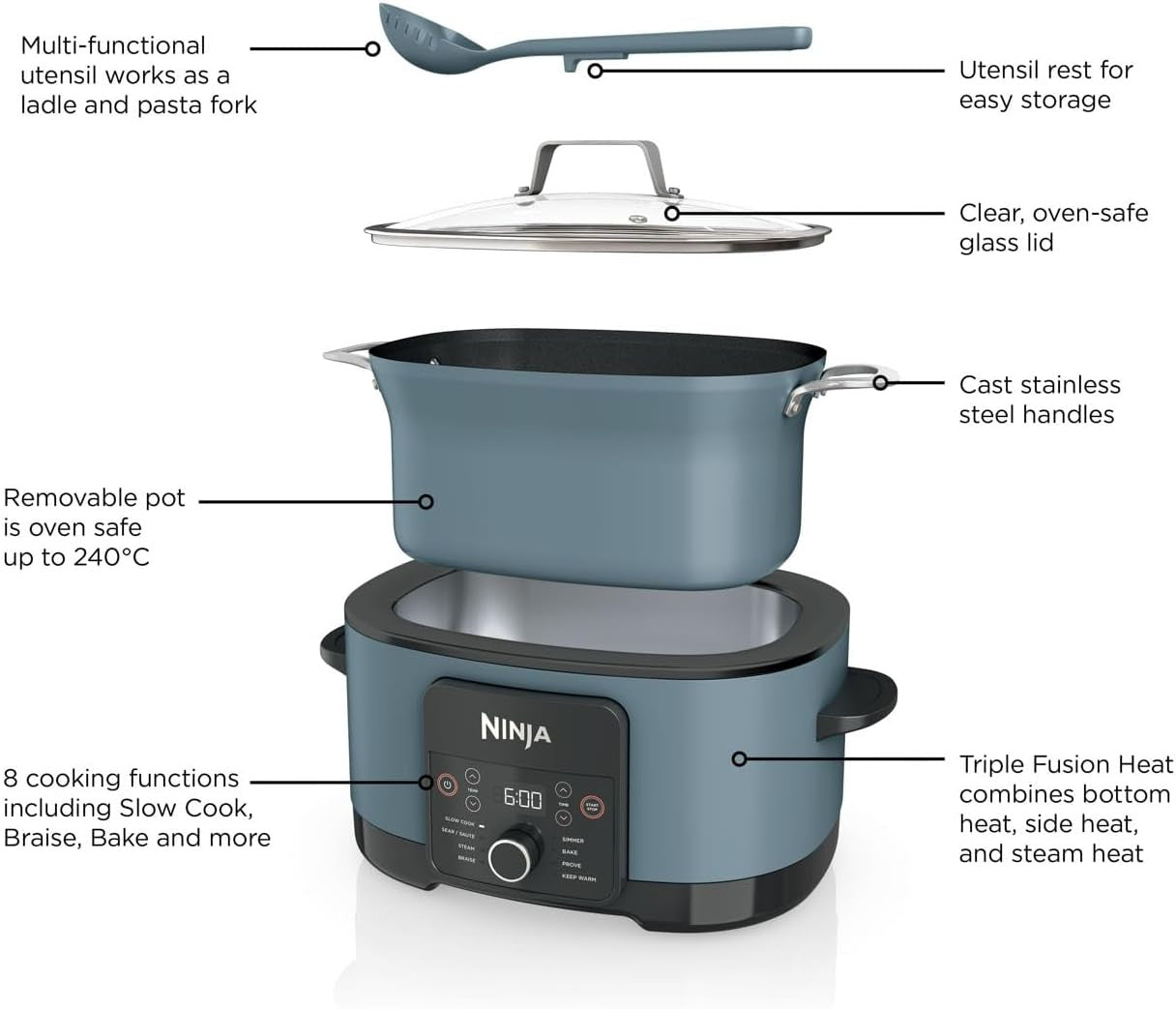Ninja Foodi PossibleCooker, 8-in-1 Slow Cooker with Removable Non-Stic ...